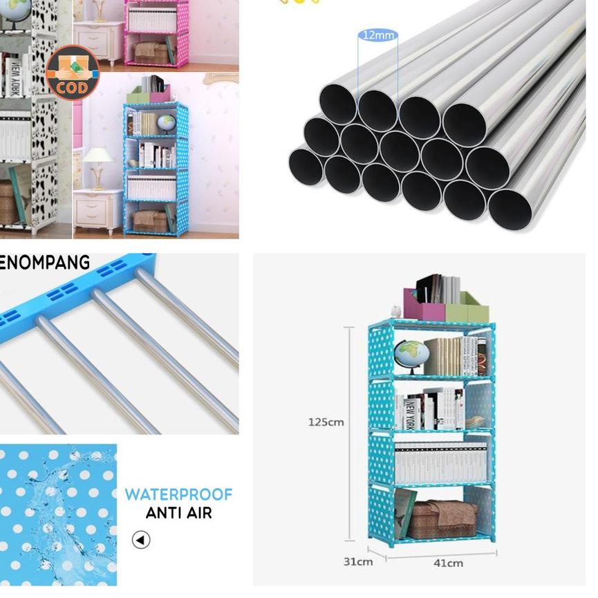 Jual Rak Buku portable Serbaguna Rak Buku minimalis 5 Lapis 4 Ruang rak ...