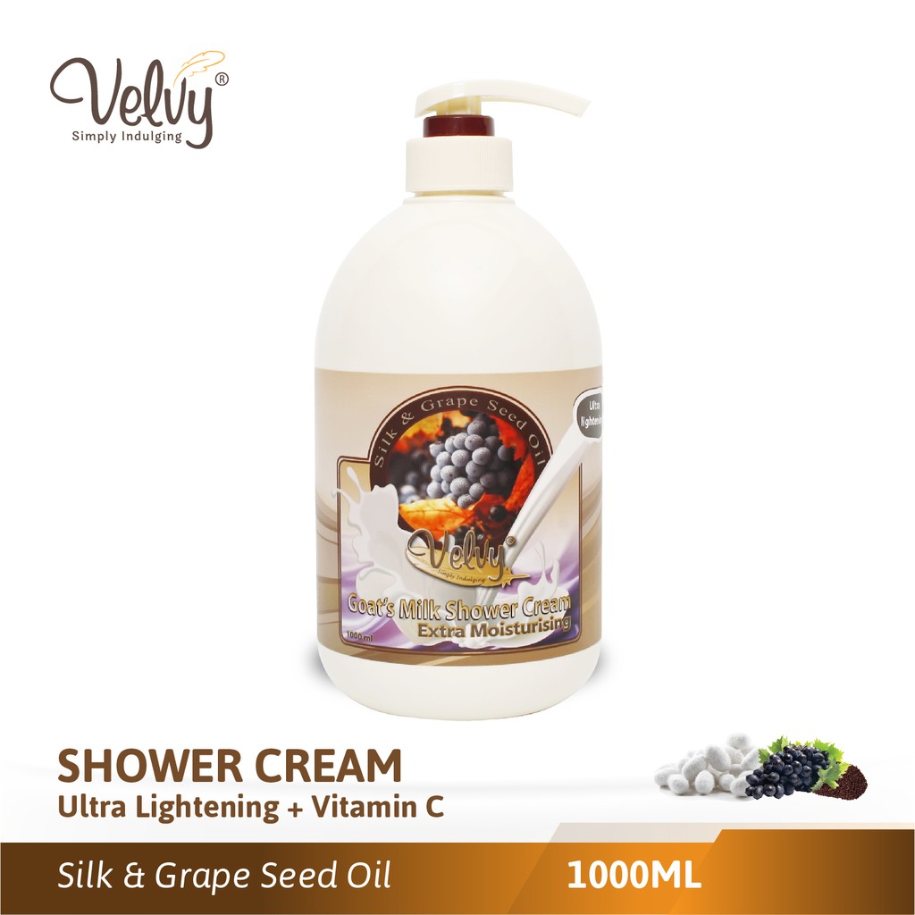 Jual Velvy Gm Shower Cream Silk Grape Seed Oil 1000 ml | Shopee Indonesia