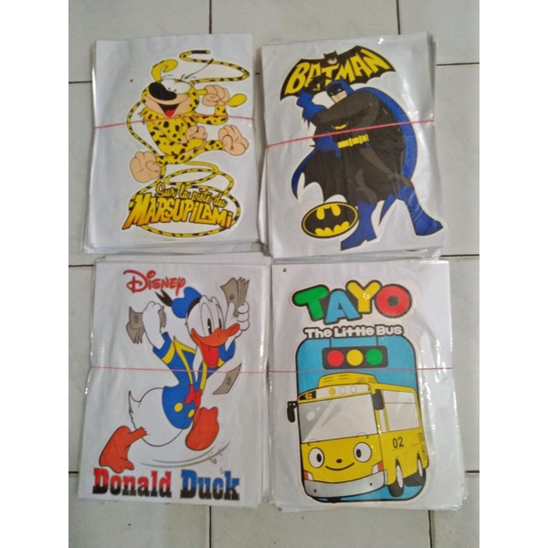 Jual stiker vinyl sablon motif karakter kartun ready stok (paket 4pcs ...