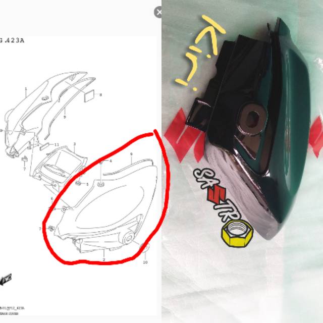 Jual Cover fuel tank tangki tanki kiri GSX R S BANDIT hitam kuning ...