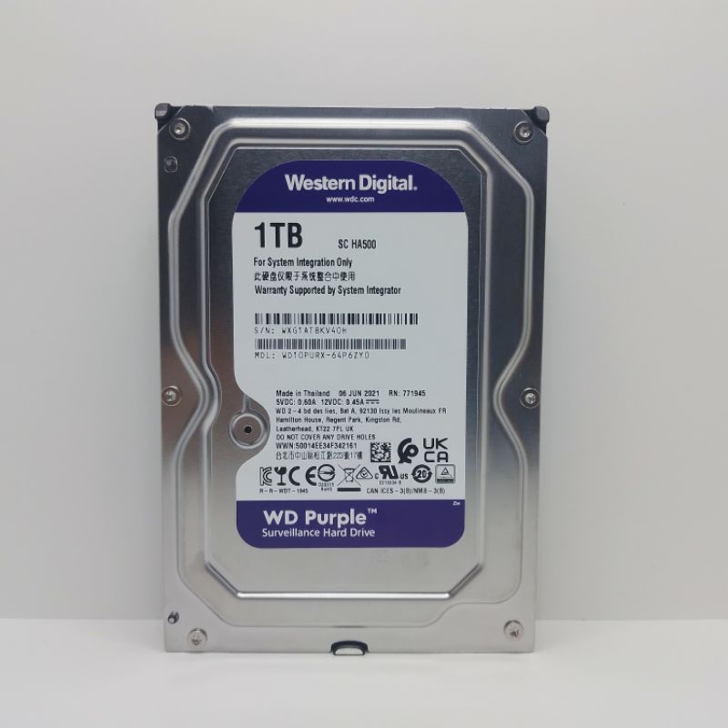 Jual HARDISK 1TB WD PURPLE SATA 3,5" INCHI -HDD 1TB DVR CCTV BARU 0 ...