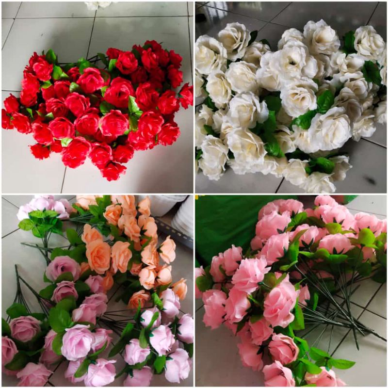 Jual bunga mawar artificial cabang 5 dan cabang 7 8 cm | Shopee Indonesia