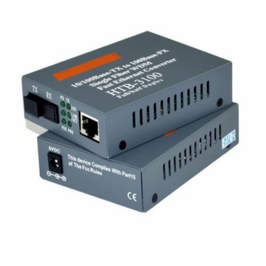 Jual HTB 3100 A+B Fiber Media Converter Optic Device Netlink 10/100Mbps RJ45 Single Mode 25km ...