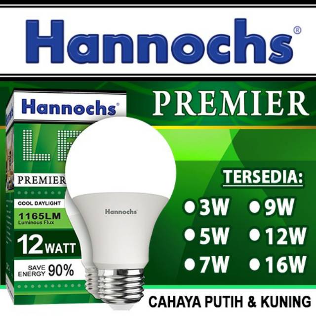 Jual LAMPU LED HANNOCHS 3 Watt /5 Wattt/7 Watt /9 Watt /12 Watt/ 15 Watt PREMIER | Shopee Indonesia