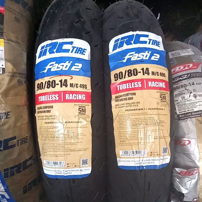 Jual ban IRC fasti 2 ring 14 sepasang Dpn/blkg ukuran 90-80/14 soft ...