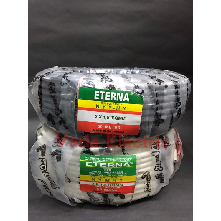 Jual Kabel NYMHY Eterna NYYHY 2x1.5mm Serabut Tembaga Eceran 2 x 1,5mm | Shopee Indonesia
