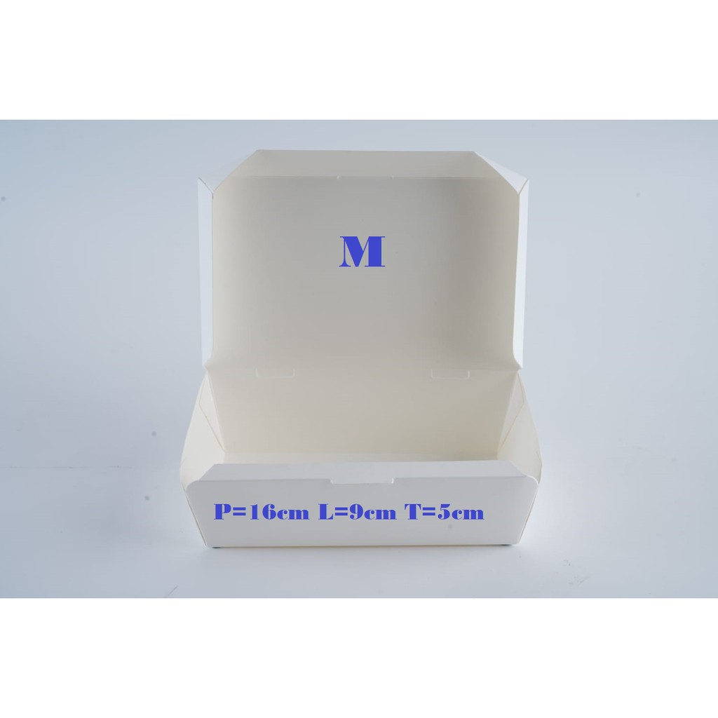 Jual Paper Lunch Box / Kemasan Kotak Makanan Ivory Putih S, M, L isi 50 ...