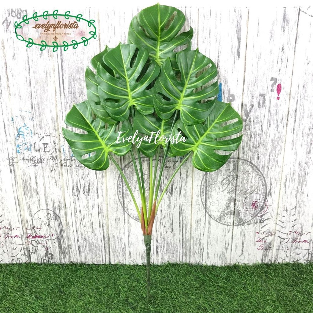 Jual Daun Artificial Monstera Hijau X7 Latex Tanaman Imitasi Hiasan ...