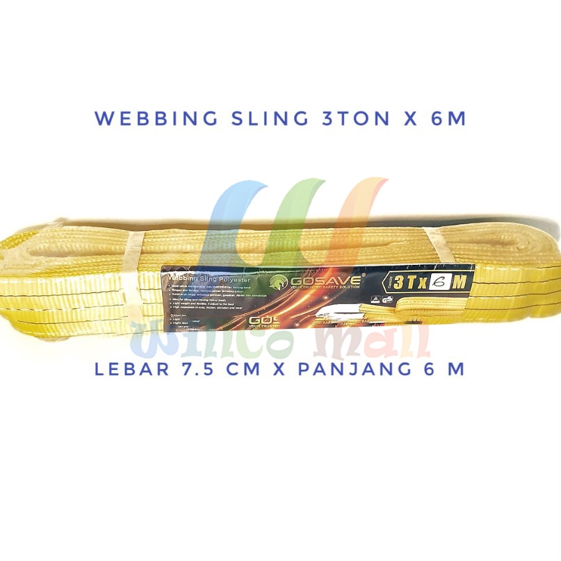 Jual WEBBING SLING POLYESTER TALI PENGANGKAT PENARIK PENGIKAT 3TON X 6M ...
