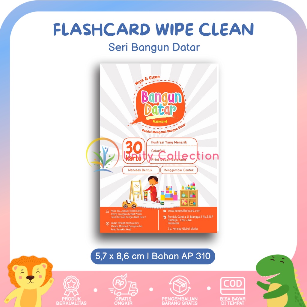 Jual Flashcard Wipe Clean Seri Bangun Datar / Kartu Belajar Flash Card ...