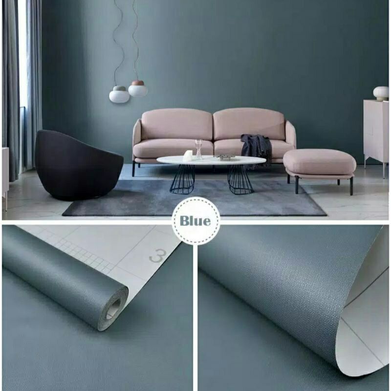 Jual COD / Wallpaper Dinding Sticker Dinding Biru Navy Polos Berstektur ...