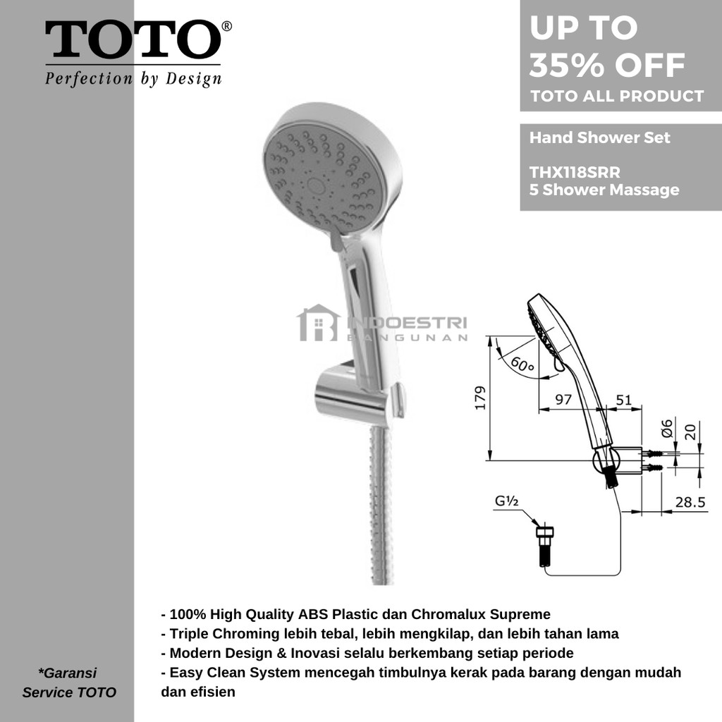 Jual Hand Shower Set TOTO THX118SRR (5 Shower Massage) | Shopee Indonesia