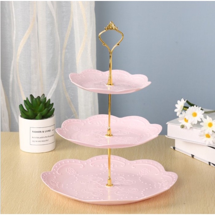 Jual Nampan Dessert Three Tray / Rak Kue 3 Tingkat Tempat Cupcake Buah ...
