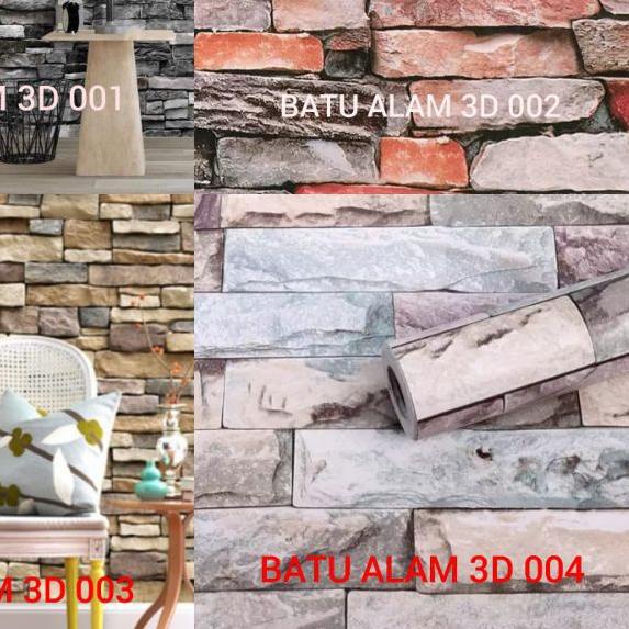 Jual Wallpaper Sticker Dinding Murah Batu Alam 3D | Polos | Abu | Hitam ...