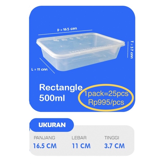 Jual Kotak Makan Plastik Thinwall Food Container Persegi Panjang