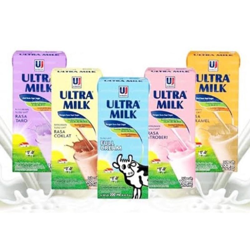 Jual Susu Ultra UHT 200 ml cokelat/strawberry/full cream 1 karton 24 ...
