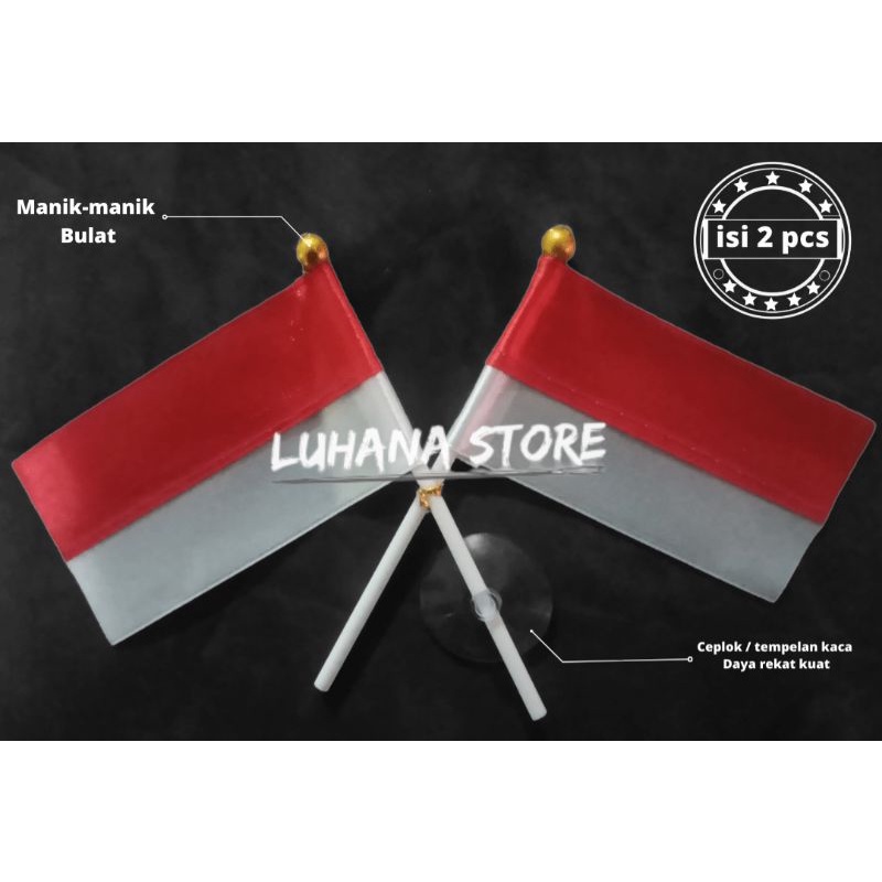 Jual Bendera tempel kaca mobil / Bendera Silang Merah Putih ...