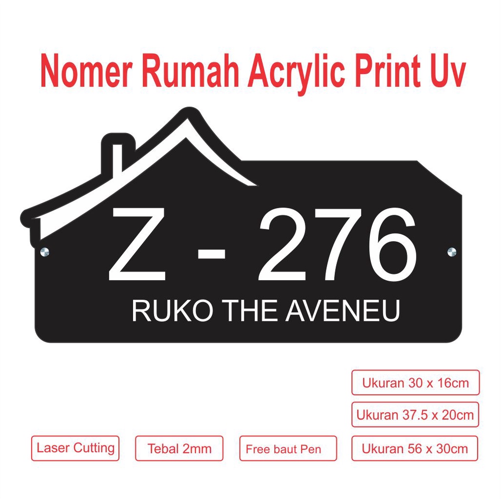 Jual Nomor Rumah Acrylic Custom Laser Cutting Print UV | Shopee Indonesia