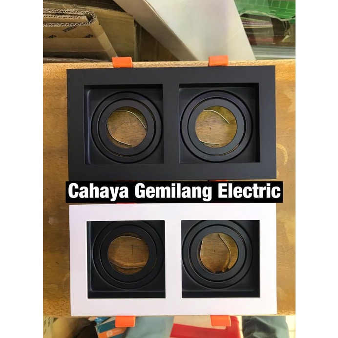 Jual KAP MR16 2GANG ISI2 ISI 2 LAMPU LED HALOGEN HALOSPOT DOWNLIGHT HITAM - PUTIH | Shopee Indonesia