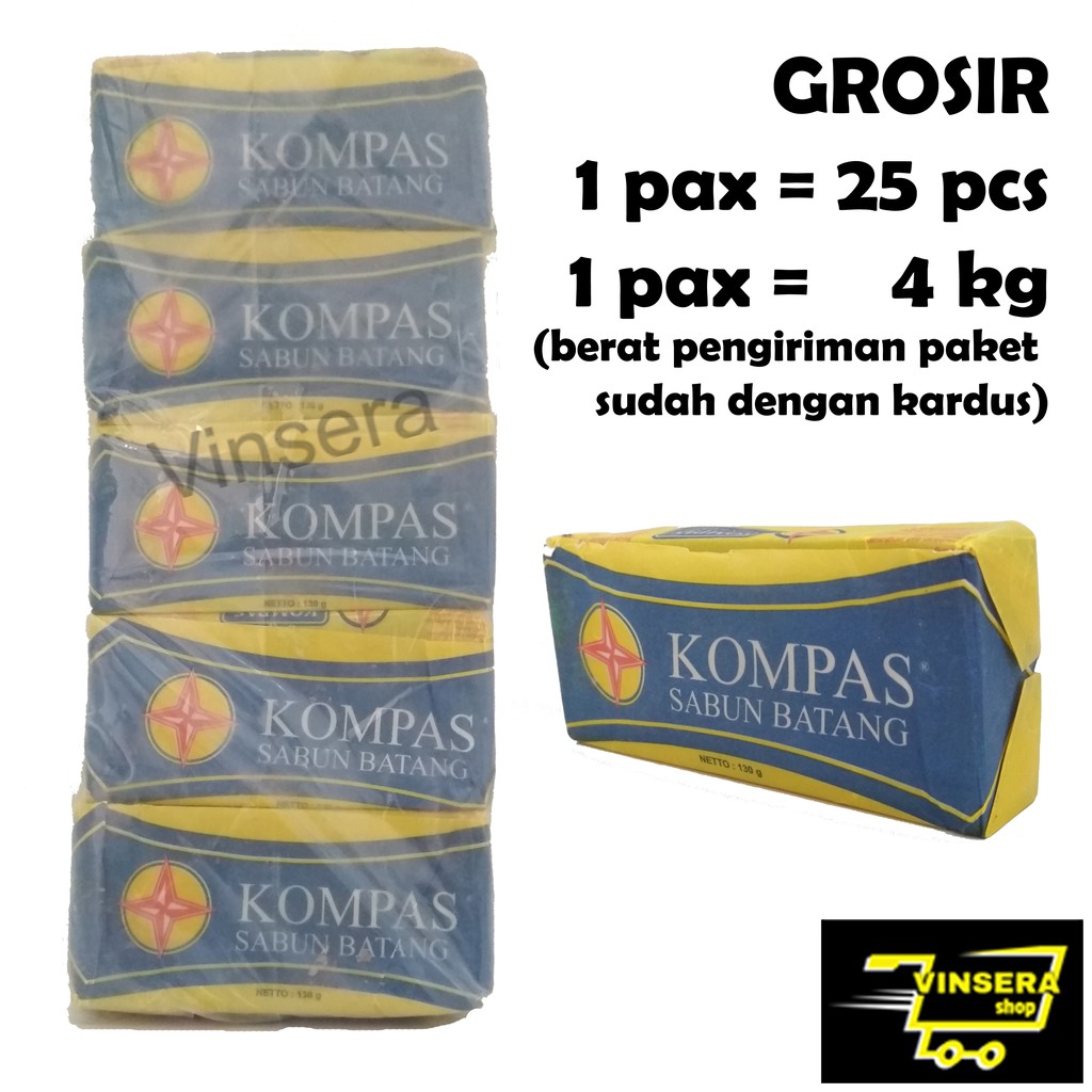Jual GROSIR 1Pax Sabun Kompas sabun batangan 130gr | Shopee Indonesia