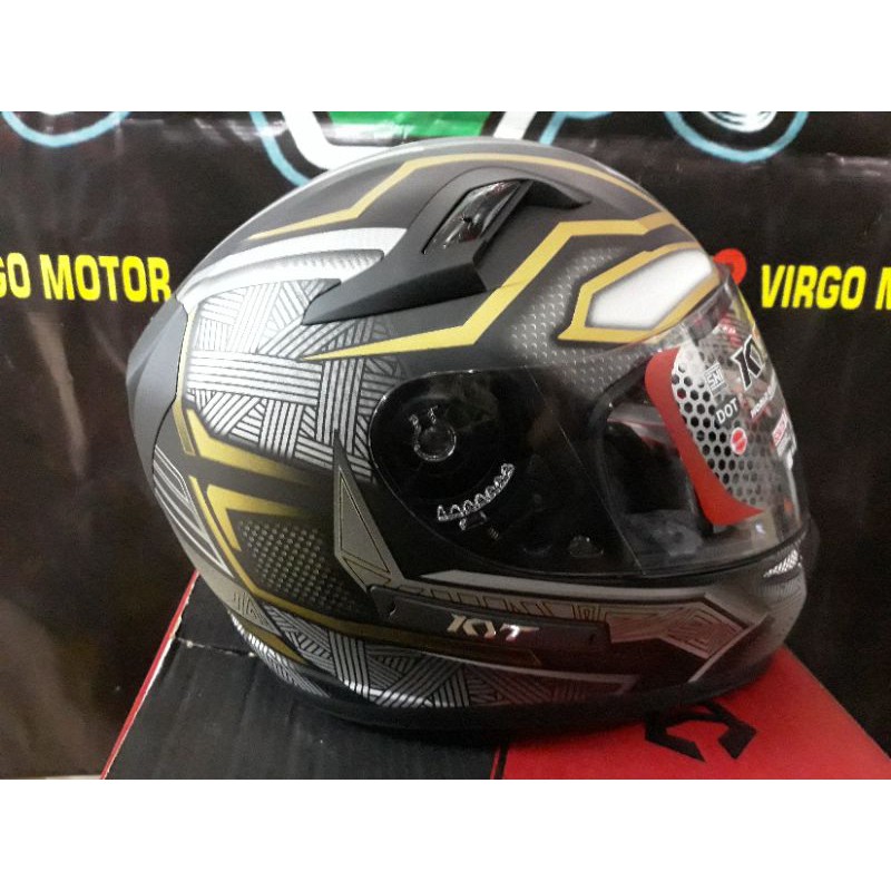 Jual KYT HELM K2 RIDER MARVEL BLACK PANTER #1 BLACK MATT SILVER GOLD ...