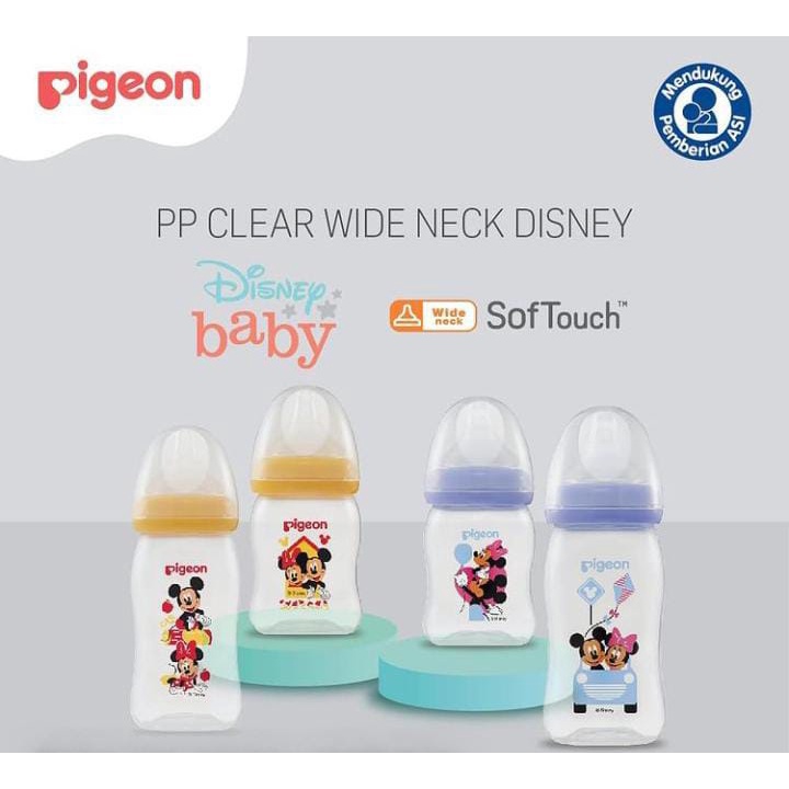 Jual Pigeon BOTOL PP Clear Wide Neck Disney Mickey 160/240 ML / BOTOL SUSU DISNEY / MICKEY ...