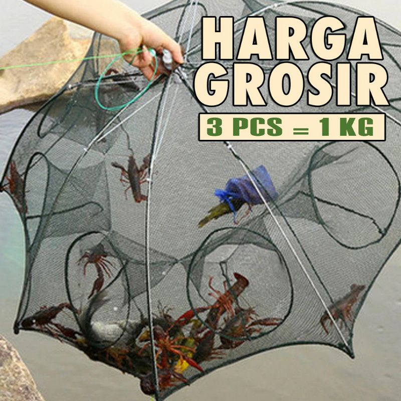 Jual Jaring Bubu Pancing Ikan Udang Lipat Payung/Jaring Jebakan Perangkap Udang ikan Model ...