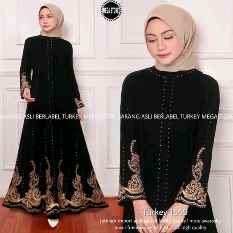 Jual GAMIS HITAM SYARI WANITA DEWASA IBU MUSLIMAH ELEGAN MODEL TERBARU ...