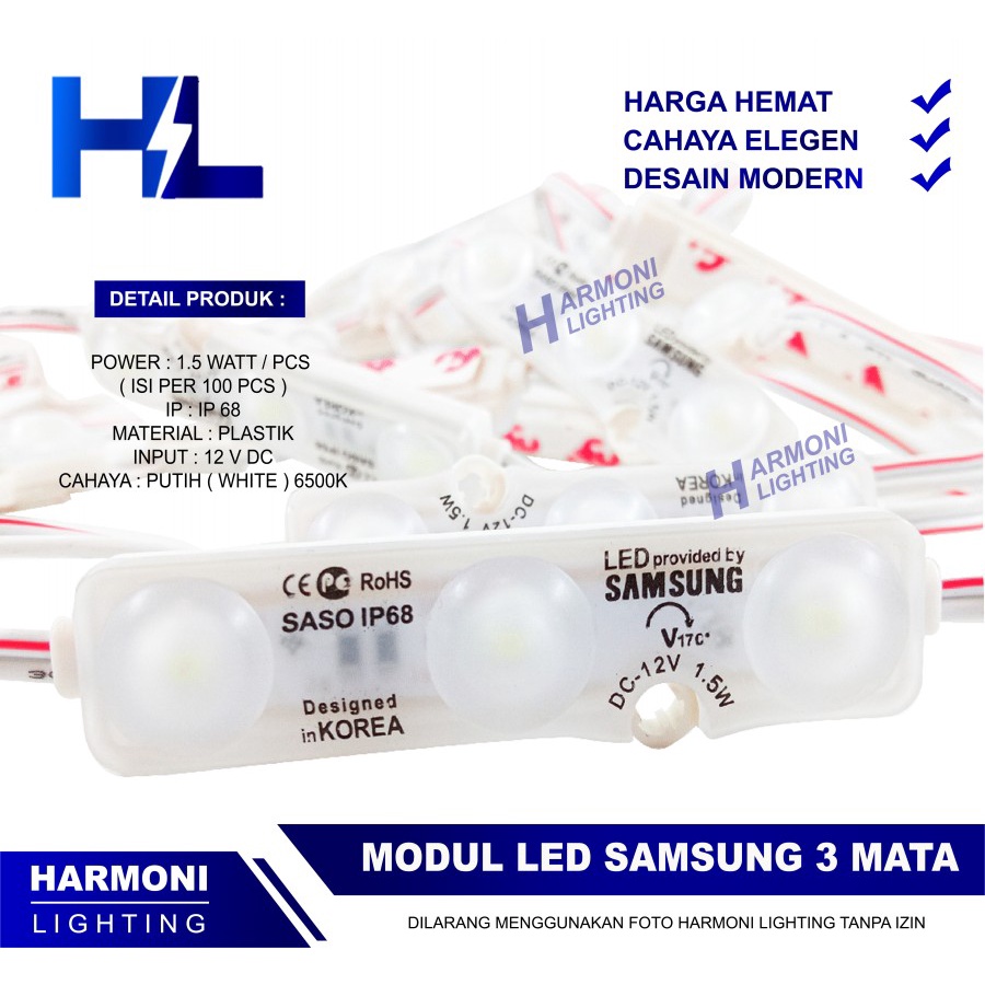Jual Lampu Modul LED Samsung SMD 5730 Module DC 12V 12 Volt 1 Pack 100 Pcs | Shopee Indonesia