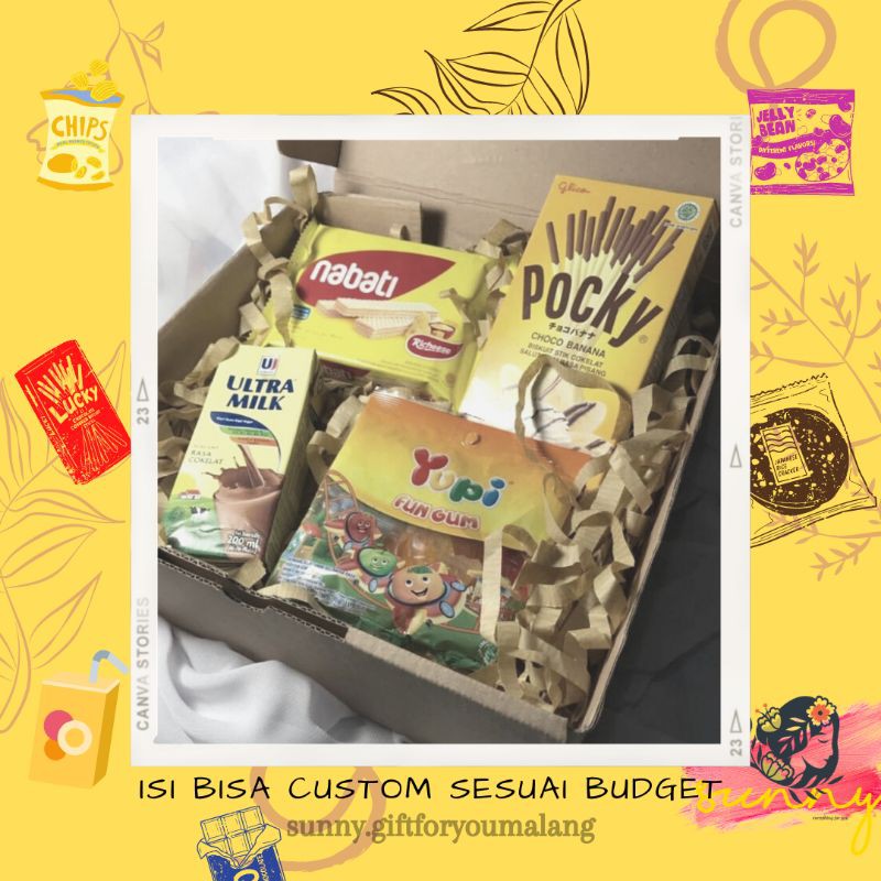 Jual CUSTOM GIFT BOX YELLOW SNACK KADO ULTAH WISUDA ANNIVERSARY UNIK ...