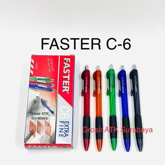 Jual BOLPEN FASTER C6 / Pulpen Bolpoin FASTER C-6 / C6 Extra Fine 0.7mm ...