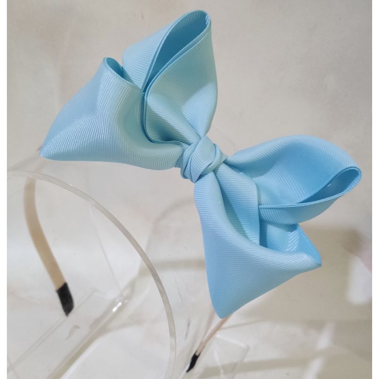 Jual Bando pita biru/ jepit rambut pita biru/ bandana bayi pita biru ...