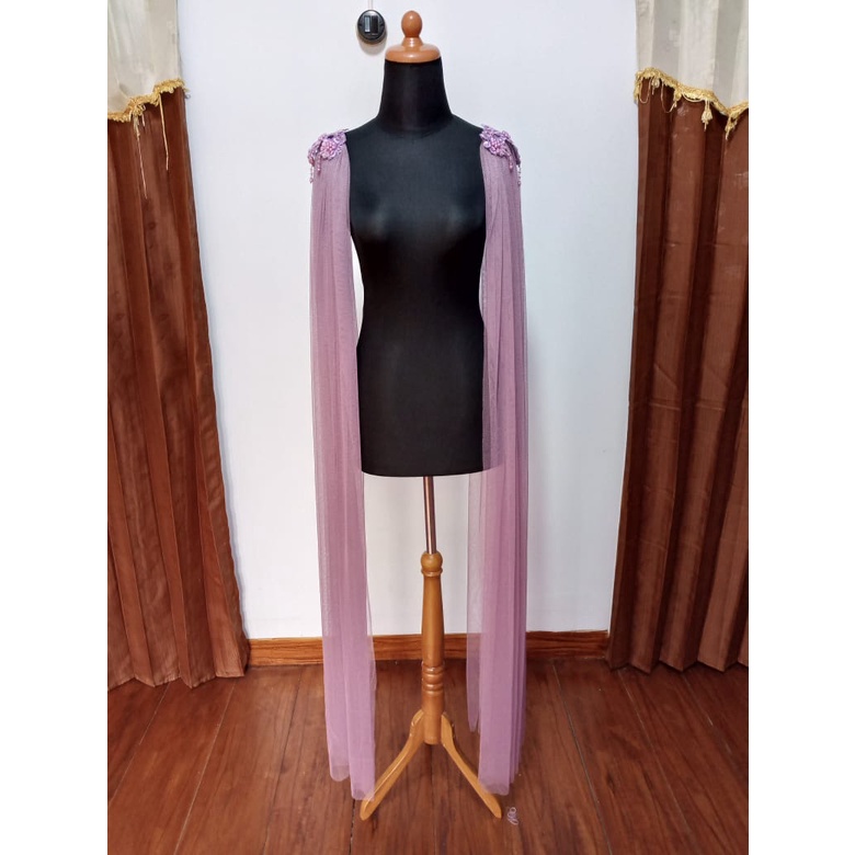 Jual sayap pundak UNGU TARO kebaya pengantin/ sayap bahu / cape gaun ...