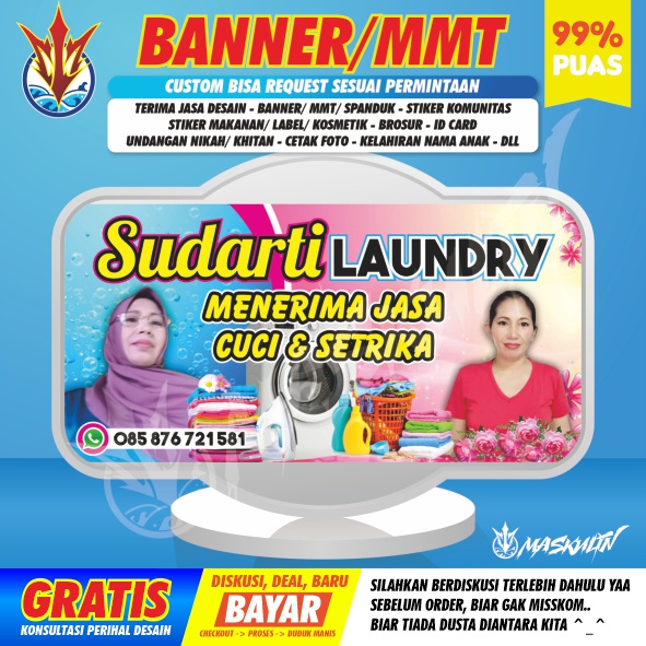Jual Banner MMT Spanduk Laundry Jasa Cuci dan Setrika londry gratis ...