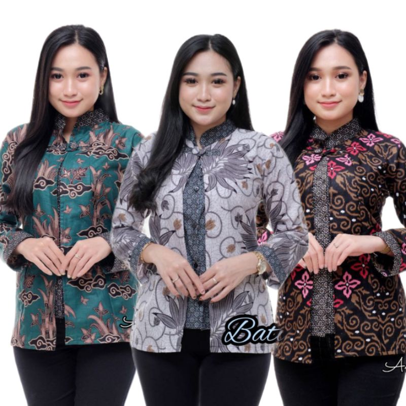 Jual Batik wanita ASJ SA HRB026 Kenongo Kemeja Tosca Pendek | Shopee Indonesia
