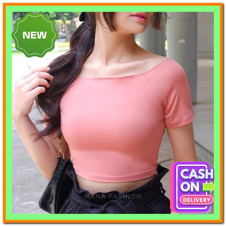 Jual Baju Crop Wanita Korea Atasan Wanita Crop Top Kaos Wanita Lengan ...