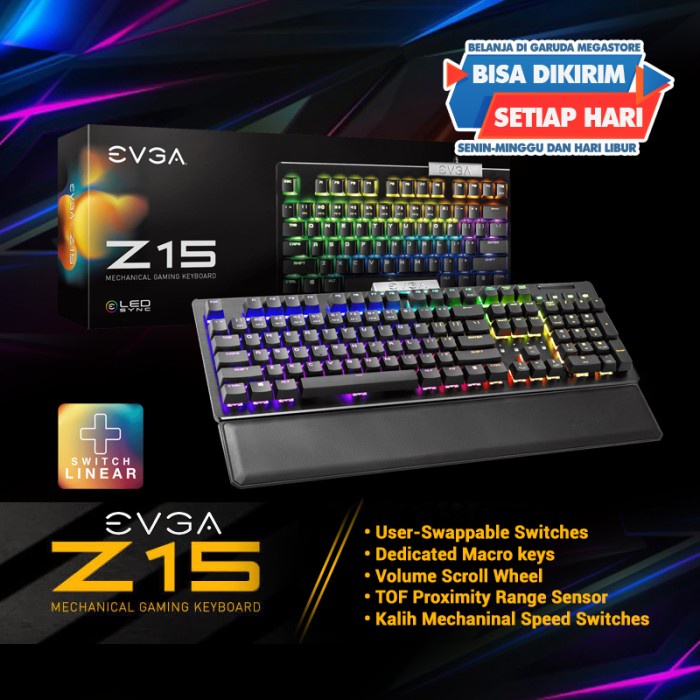 Jual EVGA Mechanical Gaming Keyboard Z15 Swappable Key Switch murah ...