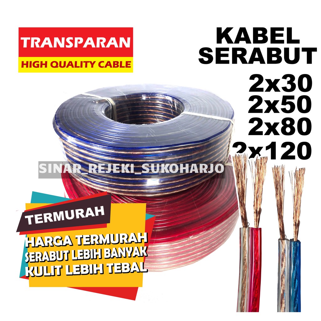Jual Kabel Listrik Transparan Transparant Kawat Serabut 2x120 2x80 2x50 ...