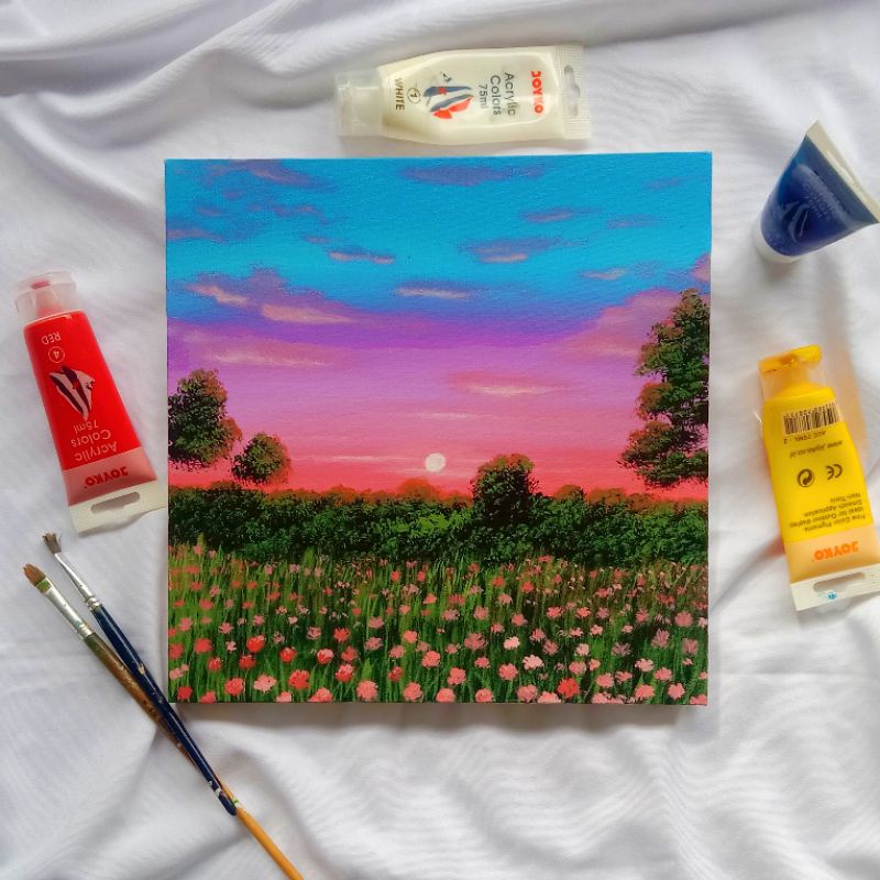 Jual Lukisan Kanvas Canvas Pemandangan Senja Burung / Lukisan Dekorasi ...