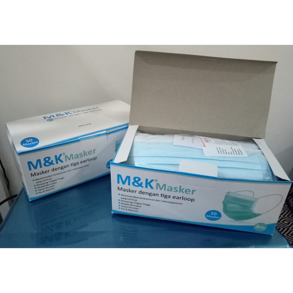 Jual MASKER MEDIS M&K DISPOSIBLE SURGICAL MASK 1 PAKET ( 2 BOX ...