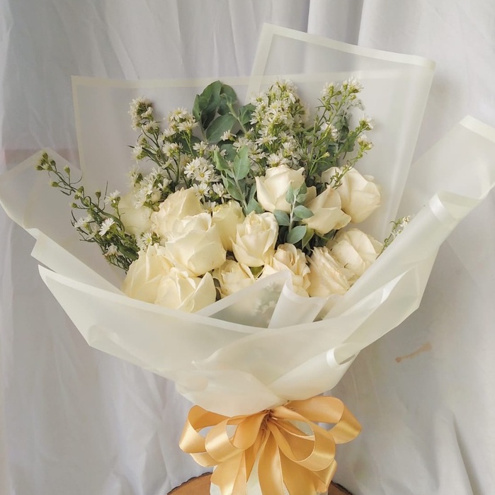 Jual Bouquet fresh Flower/buket mawar putih asli | Shopee Indonesia
