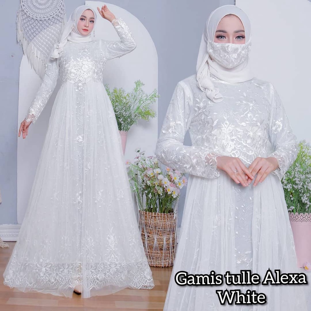 Jual FREE MASKER Gamis tulle ALEXA / gaun pesta / gamis brukat / baju M ...