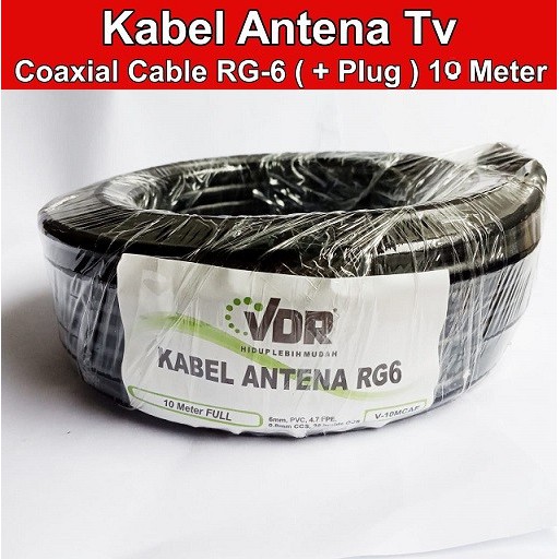 Jual Kabel Antena VDR RG6 TV/CCTV/Parabola 10 Meter Full Jack Conector 2F 1 Roll Cable Antenna ...