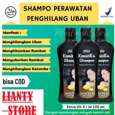 Jual (3 BOTOL) SHAMPOO PENGHILANG UBAN Kemiriku Sampo Kemiri Anti Uban ...