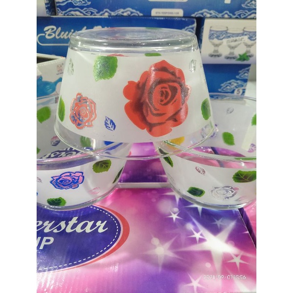 Jual Mangkok Mangkuk kaca motif bunga cantik glass bowl cantik mangkok ...