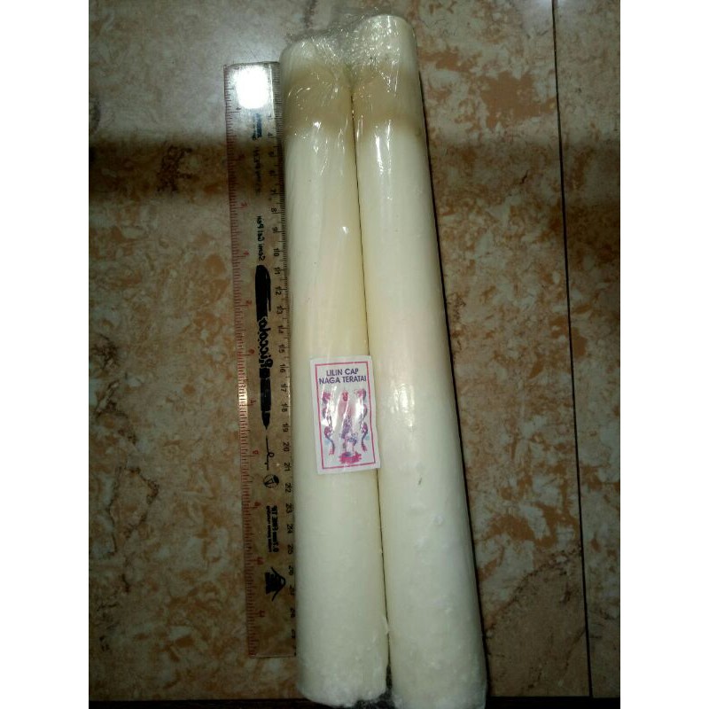 Jual lilin putih jumbo sepasang lilin cap naga 30cm | Shopee Indonesia