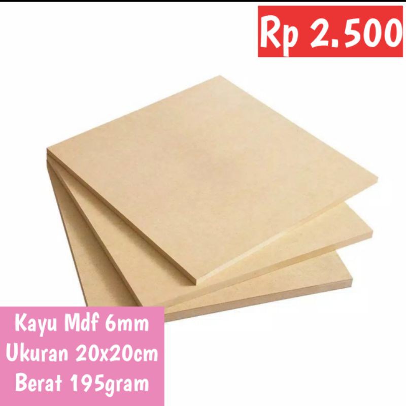 Jual (6mdf/1kg) PAPAN KAYU MDF board 6mm ukuran 20x20 | Shopee Indonesia