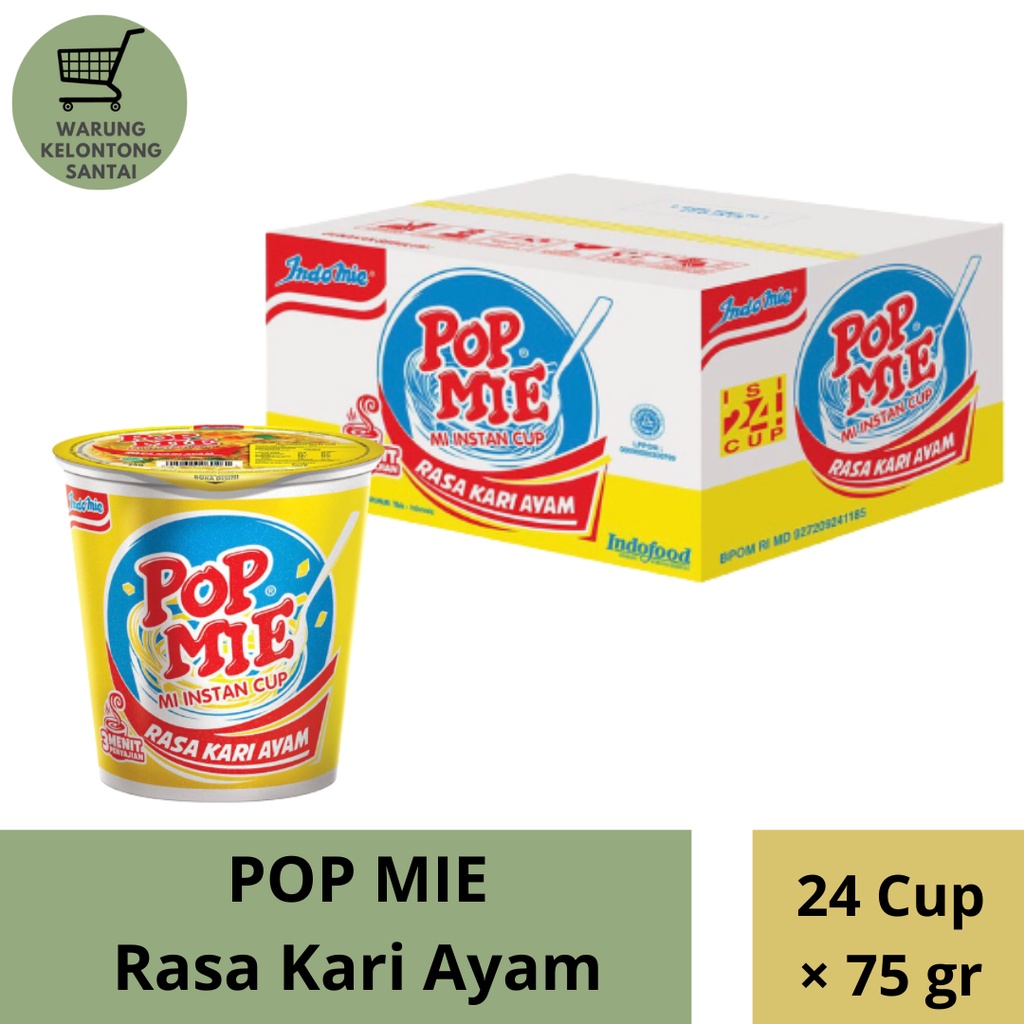 Jual POP MIE Kuah Rasa Kari Ayam 1 Dus 24 Pcs | POP MIE Mi Instan Cup ...