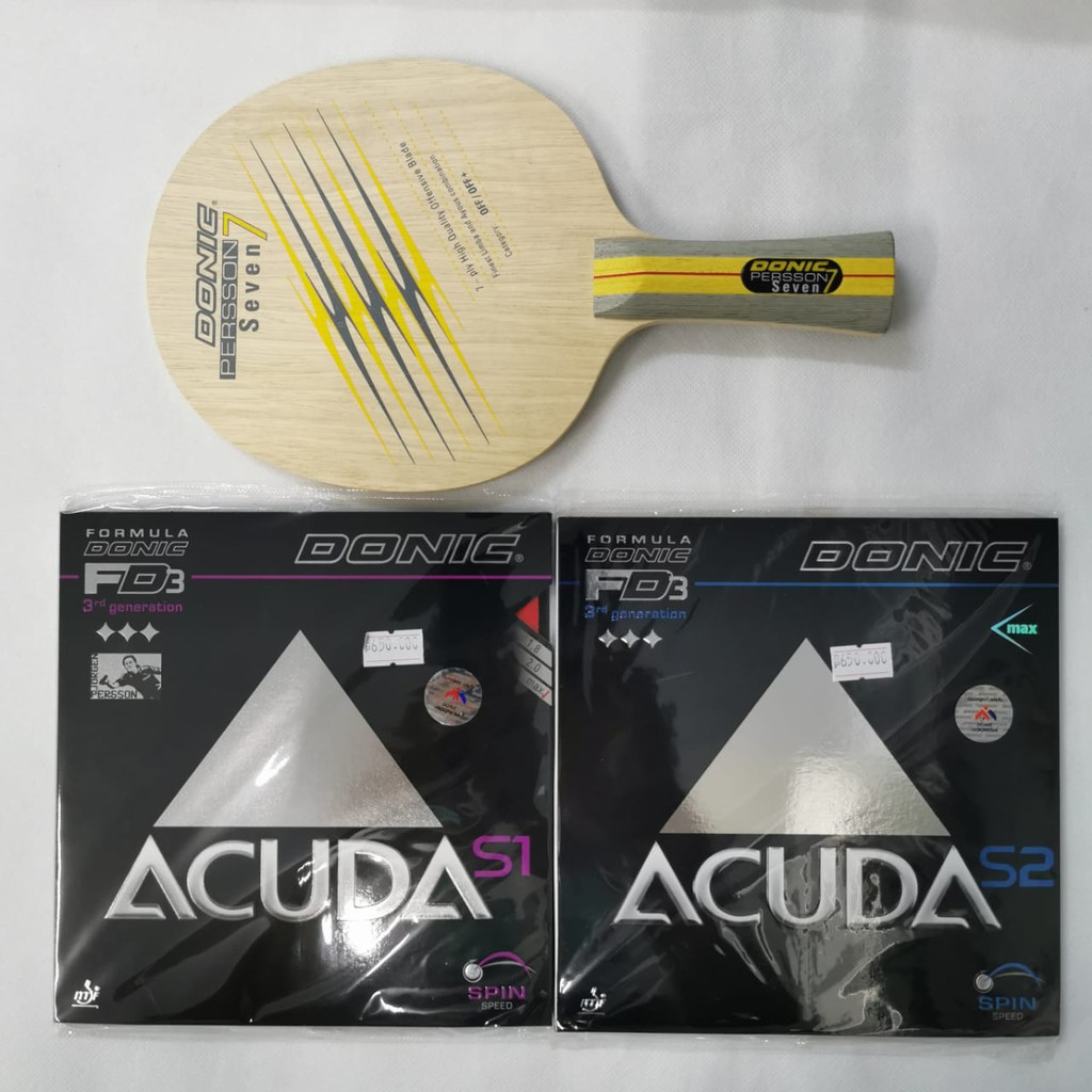 Jual DONIC - Bat Pingpong Donic Persson Seven + Karet Donic Acuda | Shopee Indonesia