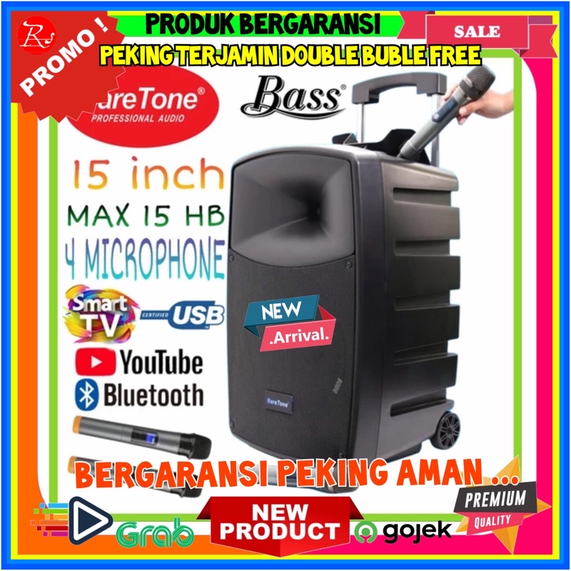 Jual Speaker Portable BARETONE MAX 15 HB 15 Inch Bluetooth 4 Mic ...